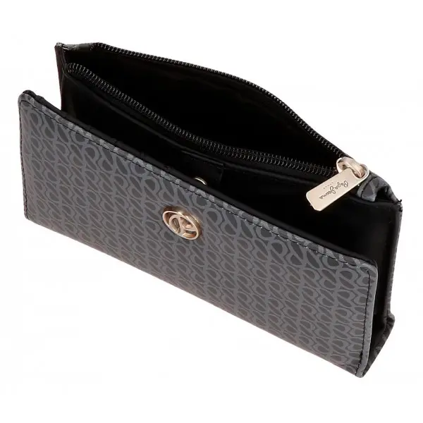 Portofel dama, Pepe Jeans Megan, port card, sistem RFID, negru, 17x10x2 ...